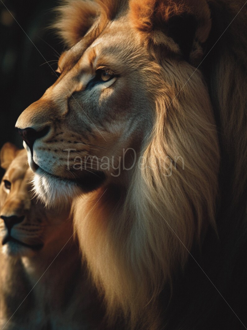 Printable Lion Portrait, Animal Wall Art, Digital Download, Lion Head ...