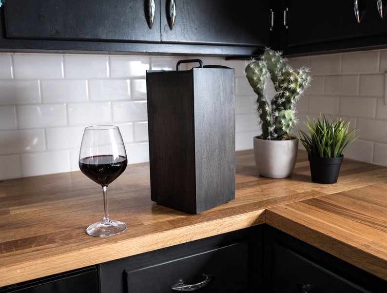 Wooden Case for Boxed Wine the 3L Black Winewood Case Fits 3 Liter Box ...