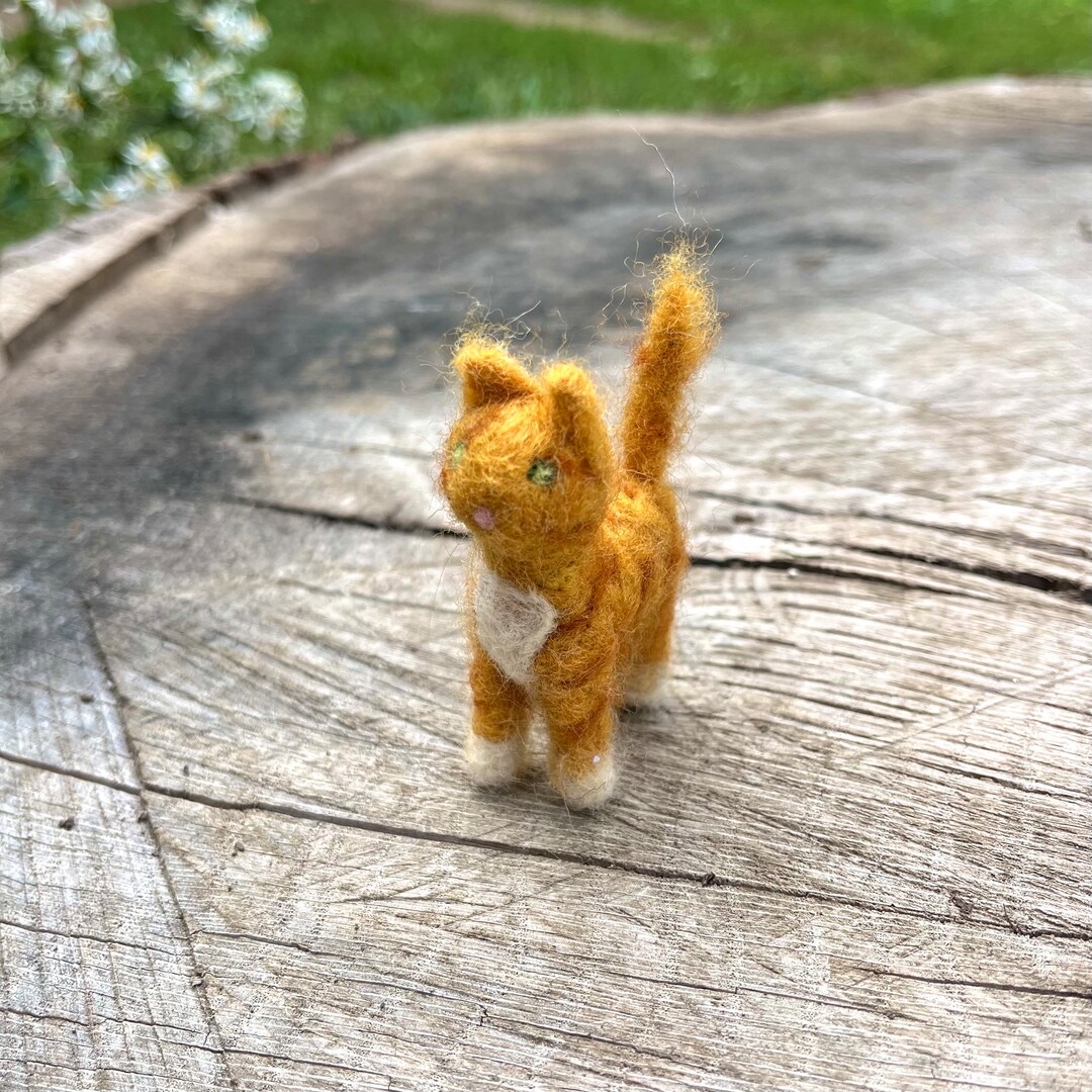 Needle Felted Orange Tabby Wool Cat With White Accents - Etsy