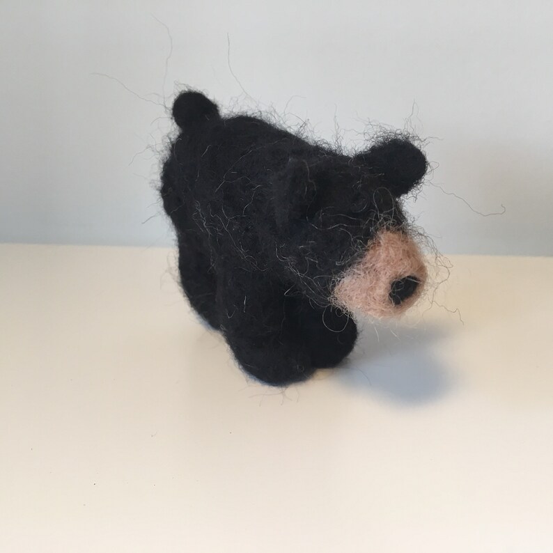 Needle Felted Waldorf Wool Black Bear with Brown Nose Toy | Etsy