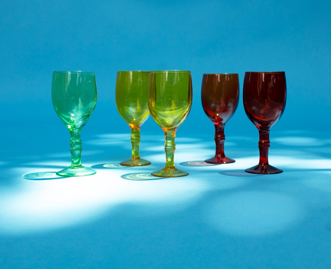 Mid-century Tri-color Cordial Glass Set - Etsy