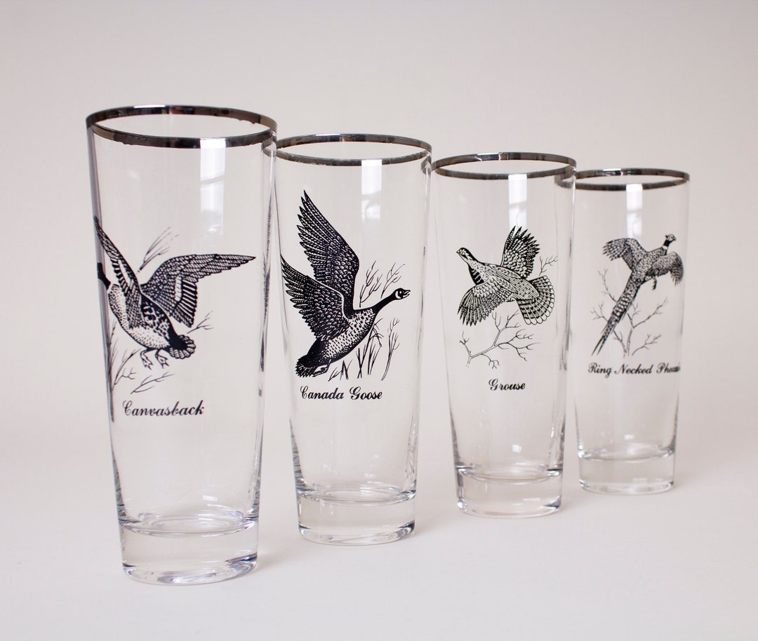 Federal Glass Game Bird Highball Set - Etsy