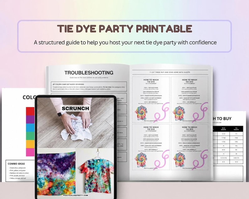 Tie Dye Party Printable Bundle | Instant Download PDF Planner, Host ...