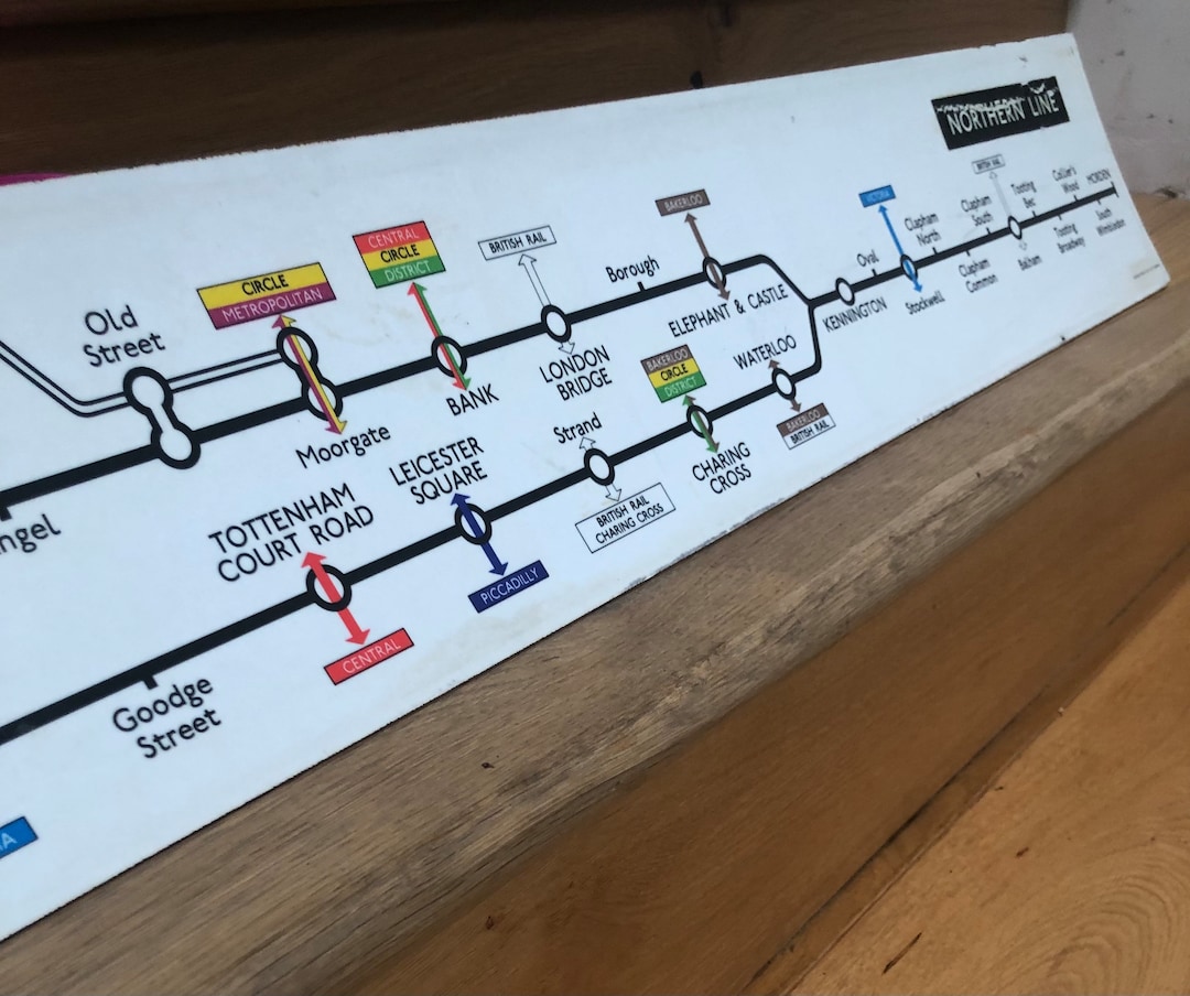London Underground Vintage Original Tube Map Northern Line Diagram ...
