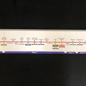 London Underground Original Tube Map Central Line Diagram 1990s Art ...