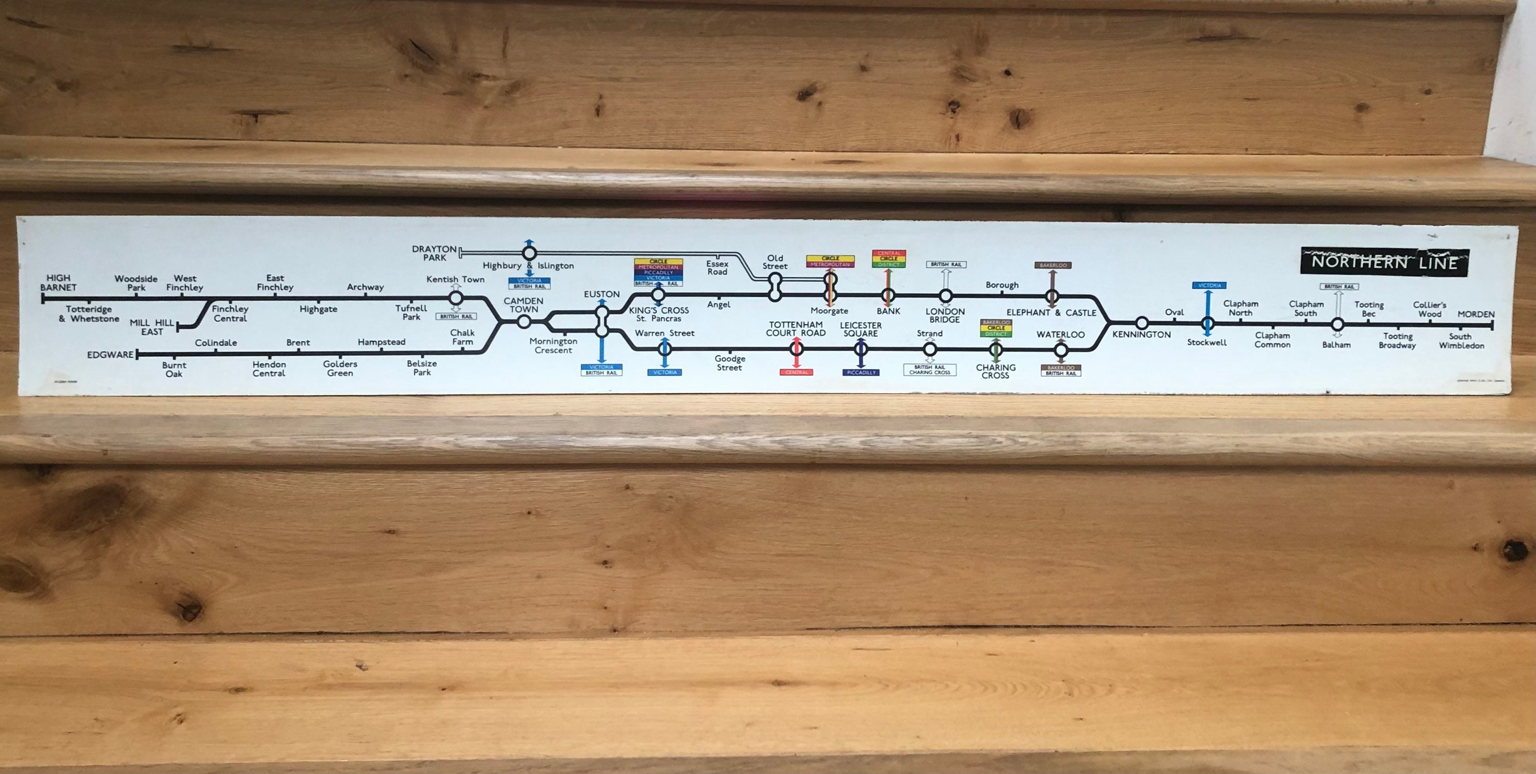 London Underground Vintage Original Tube Map Northern Line Diagram ...