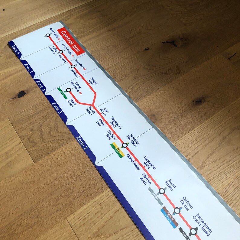 London Underground Original Tube Map Central Line Diagram - Etsy UK