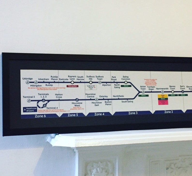 London Underground Piccadilly Line Diagram Tube Map Art Print Poster ...