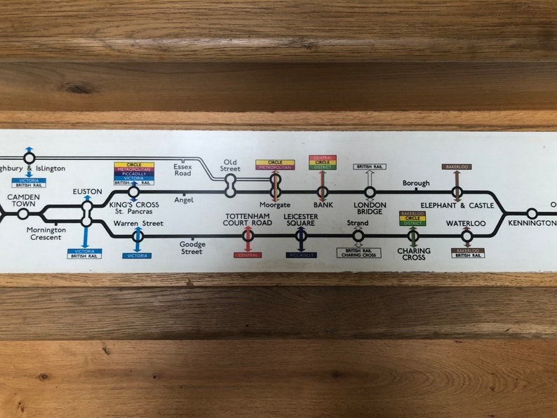 London Underground Vintage Original Tube Map Northern Line Diagram ...