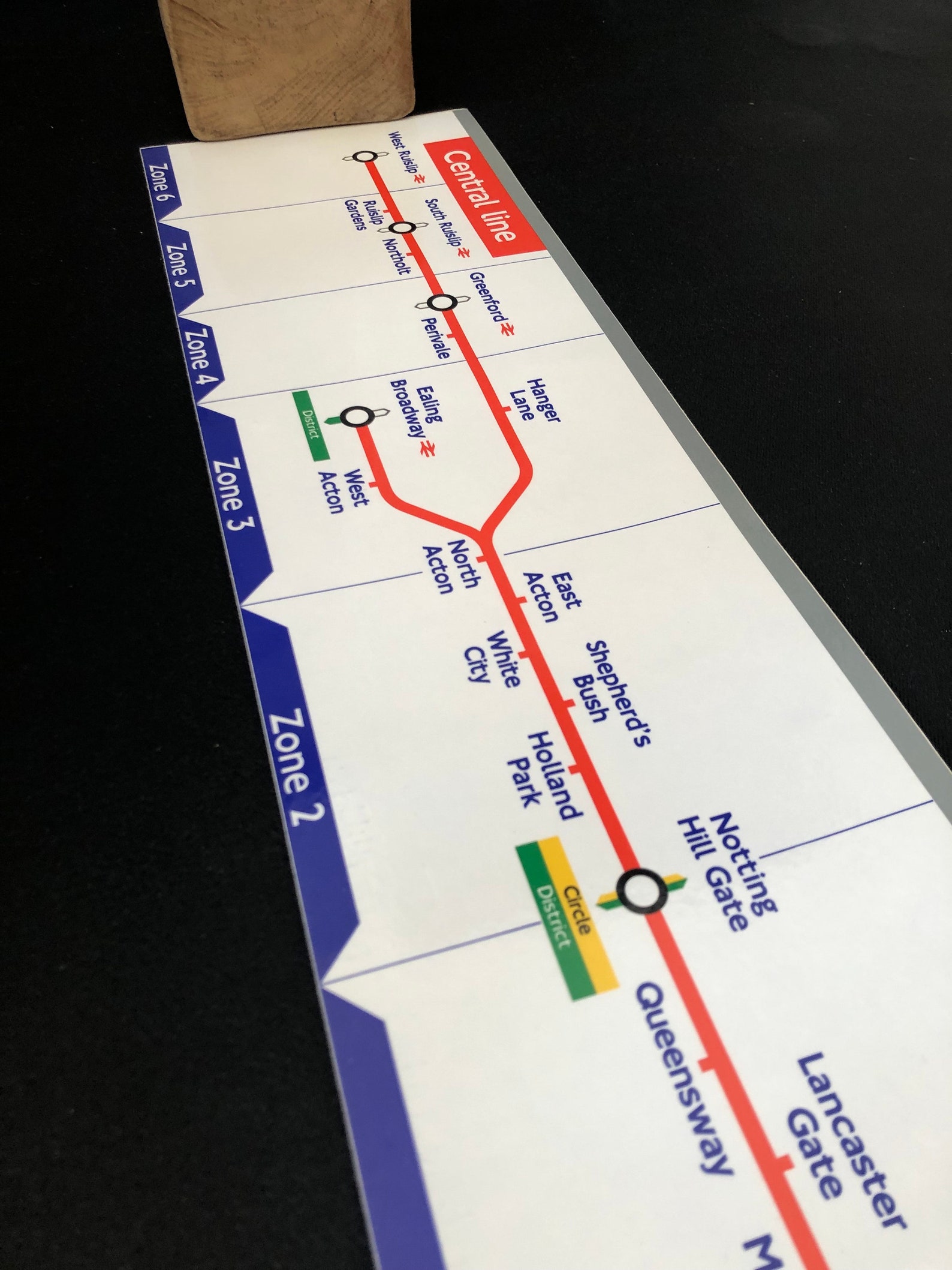 London Underground Original Tube Map Central Line Diagram 1990s Art ...