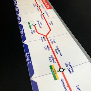 London Underground Original Tube Map Central Line Diagram 1990s Art ...