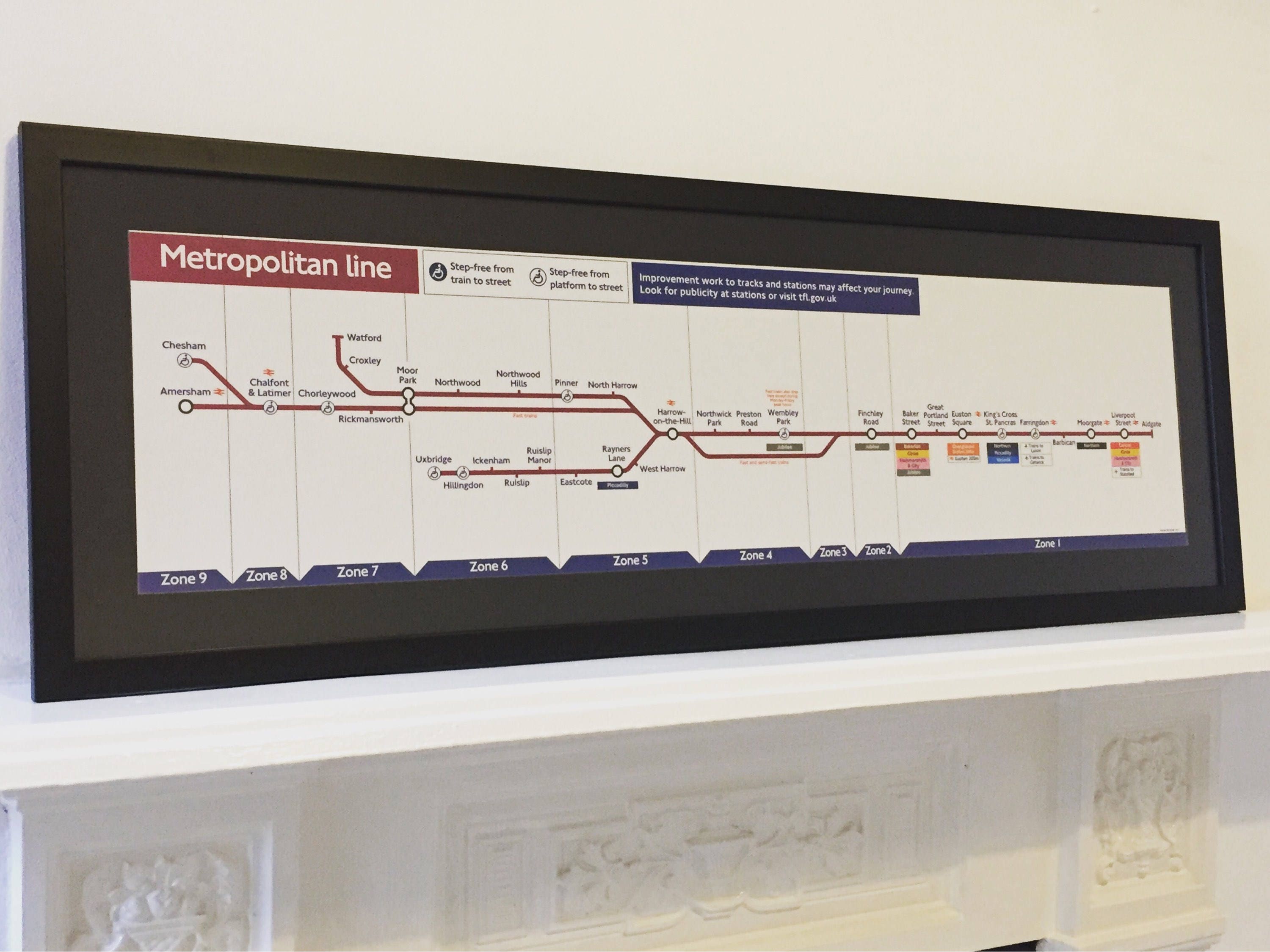 London Underground Metropolitan Line Tube Carriage Map Diagram 2012 ...