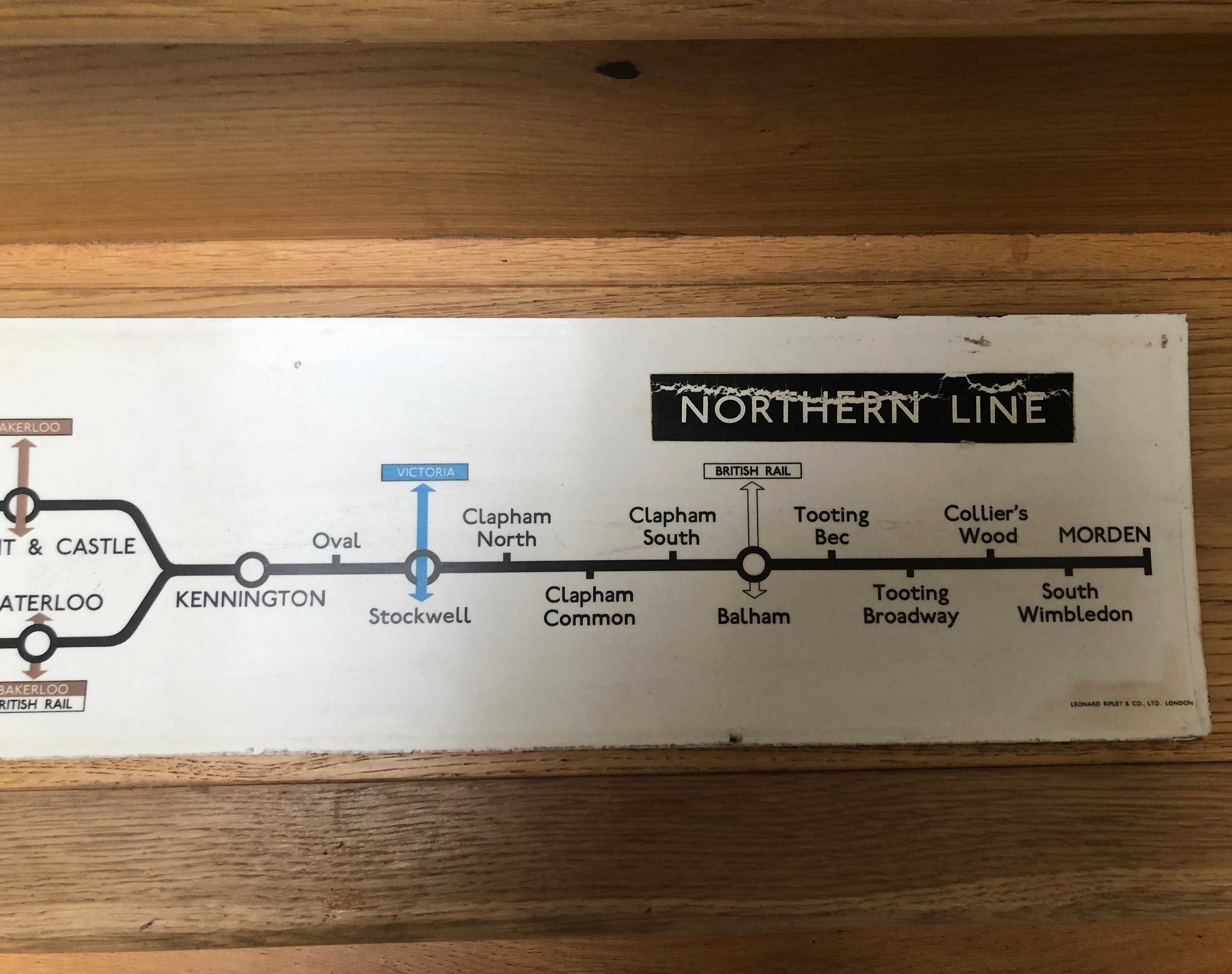 London Underground Vintage Original Tube Map Northern Line Diagram ...