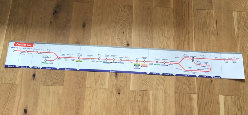 London Underground Original Tube Map Central Line Diagram - Etsy