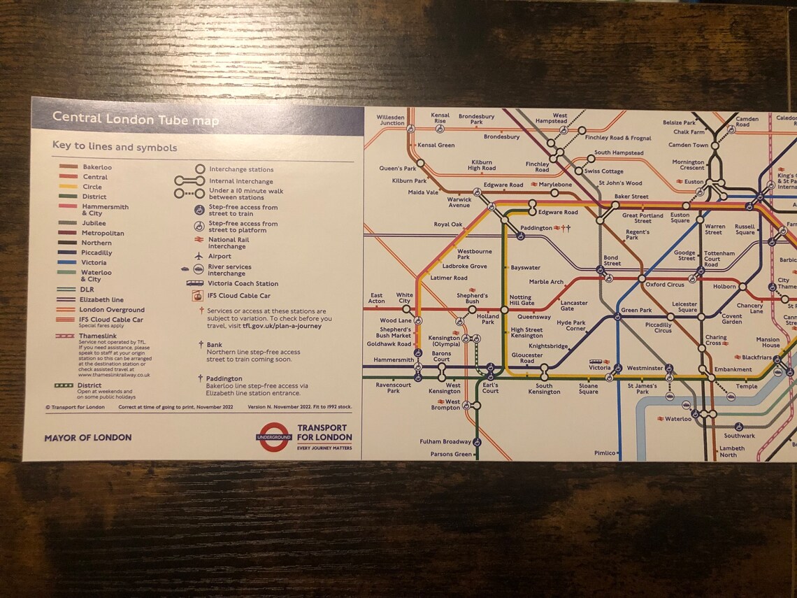 London Underground Tube Carriage Line Diagram of Central Route Map Art ...