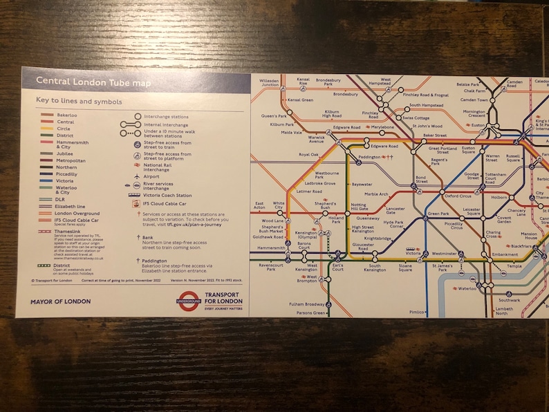 London Underground Tube Carriage Line Diagram of Central Route Map Art ...