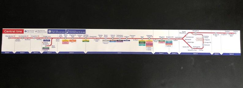 London Underground Central Line Diagram Tube Map Original - Etsy