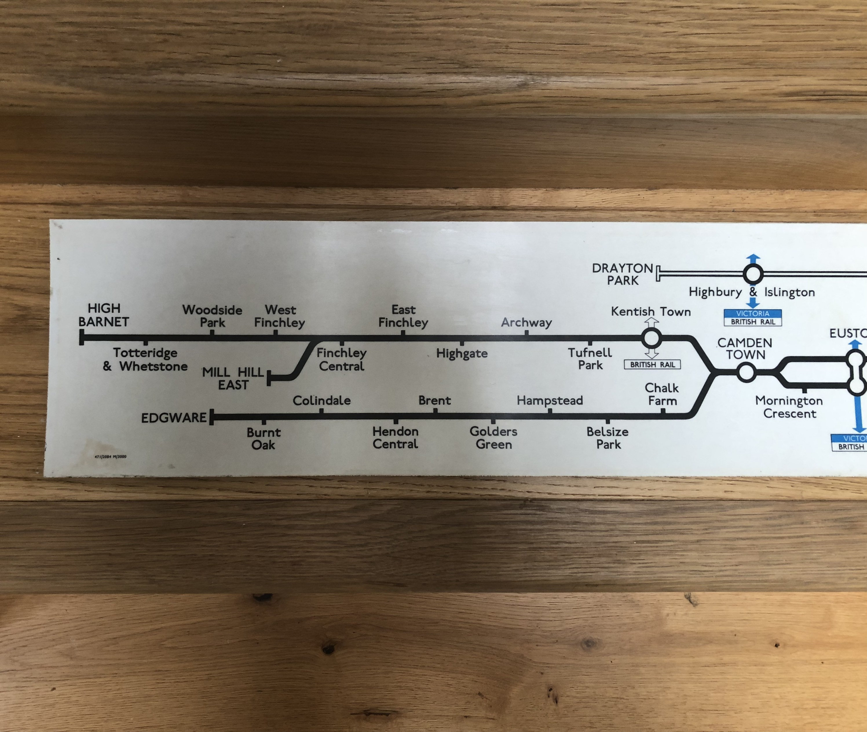 London Underground Vintage Original Tube Map Northern Line Diagram ...