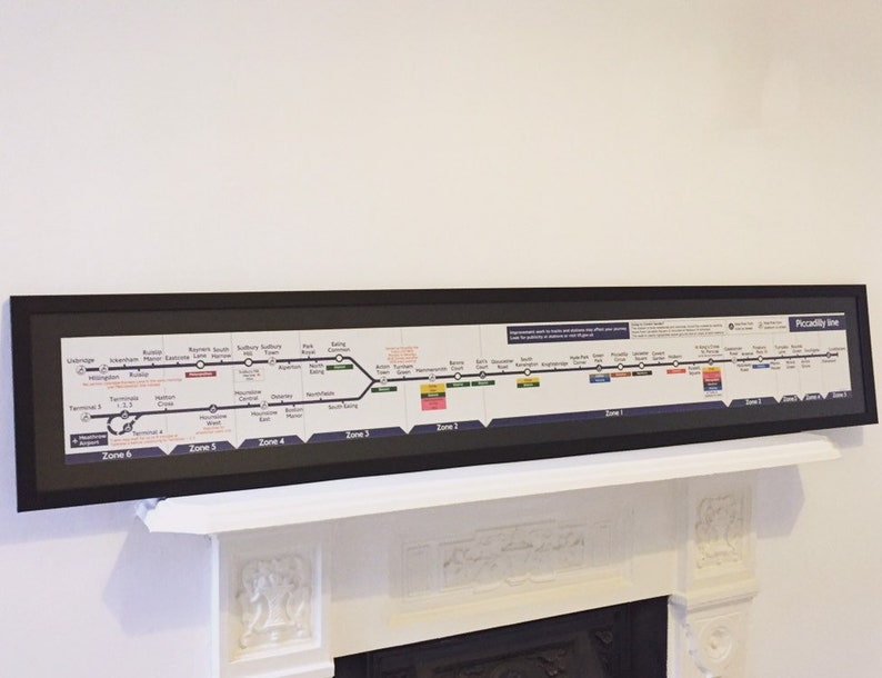 London Underground Piccadilly Line Diagram Tube Map Art Print Poster ...