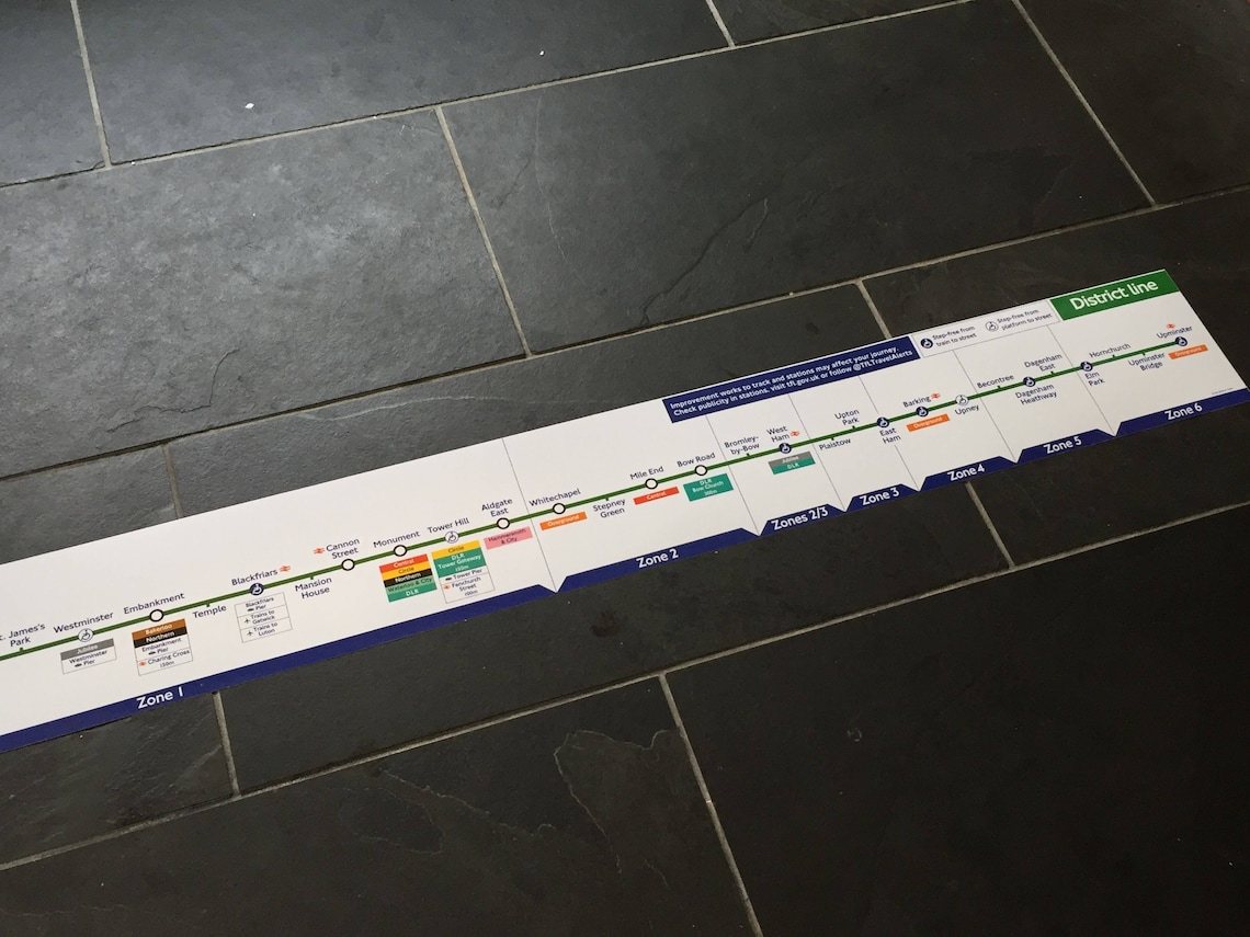 London Underground Original Print District Line Carriage Diagram Tube Map Art Print Poster ...