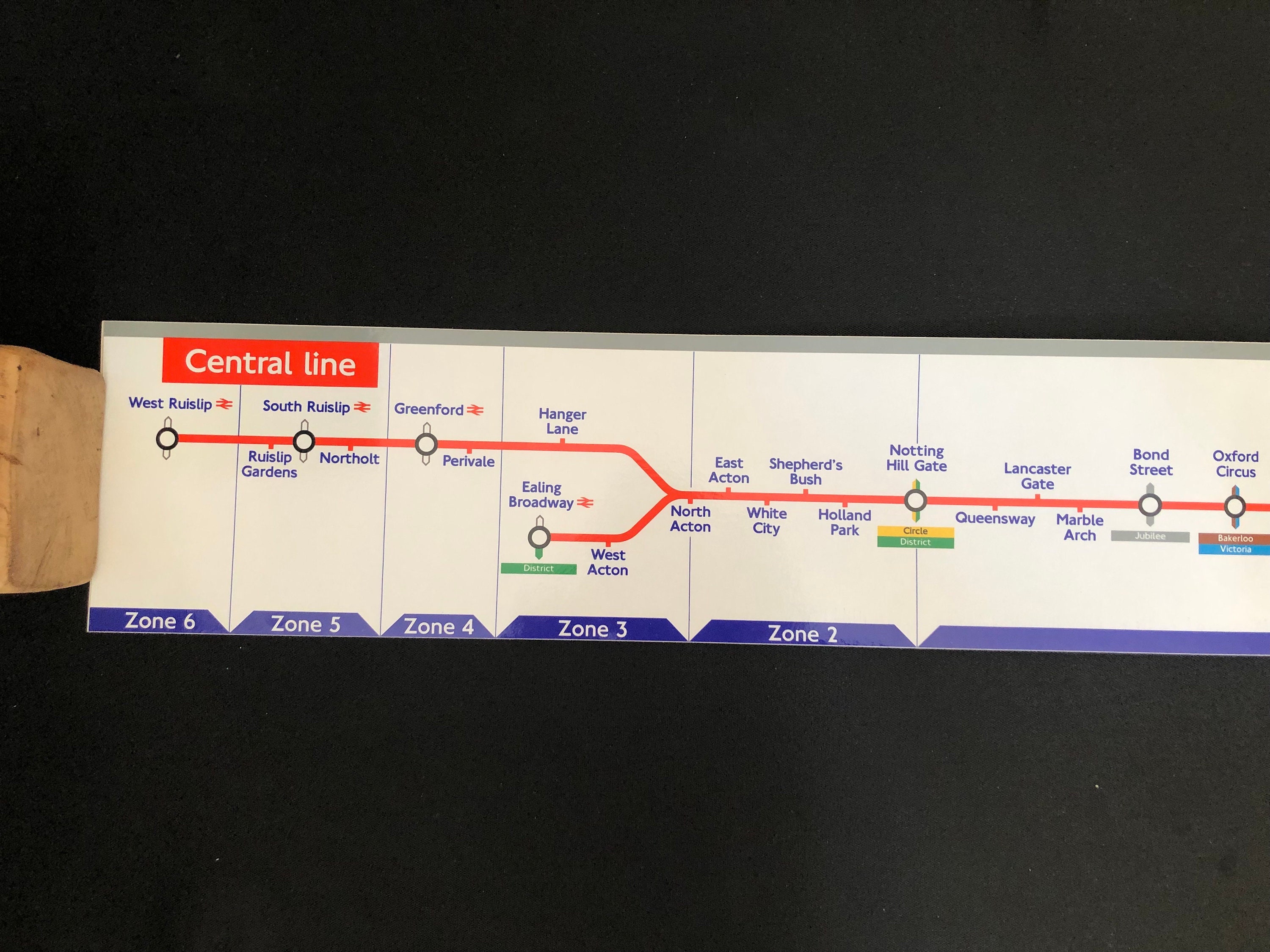 London Underground Original Tube Map Central Line Diagram 1990s Art ...
