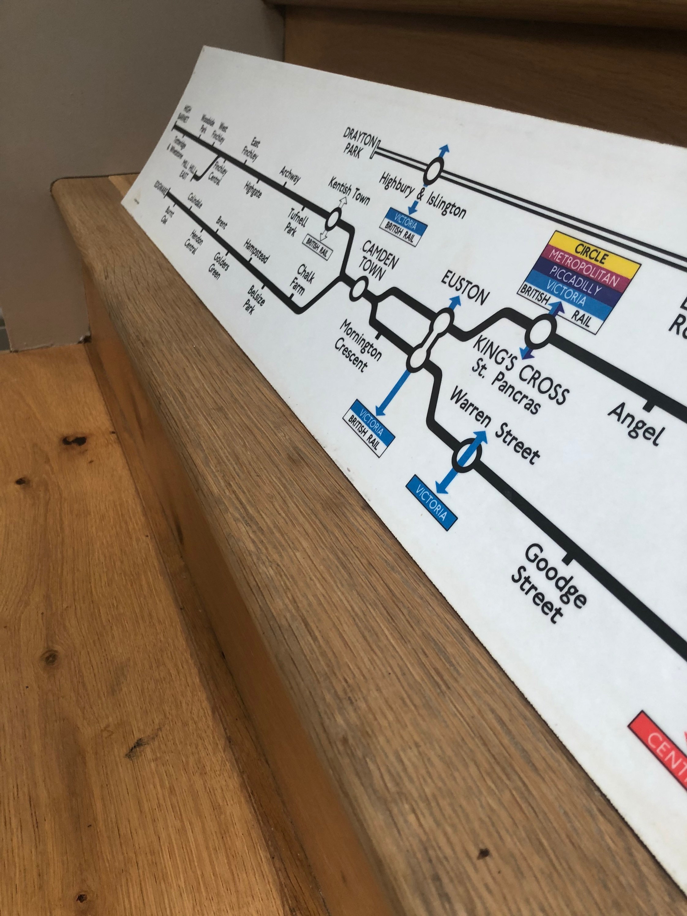 London Underground Vintage Original Tube Map Northern Line Diagram ...