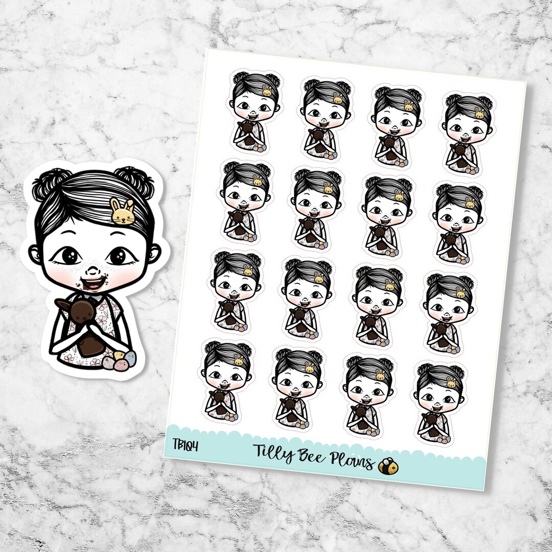 Tilly Hand Draw Character Planner Stickers Chocolate Easter Bunny TB104 ...