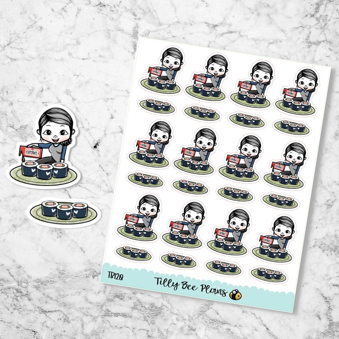 Tilly Loves Sushi - Hand Drawn Character Planner Stickers - Etsy