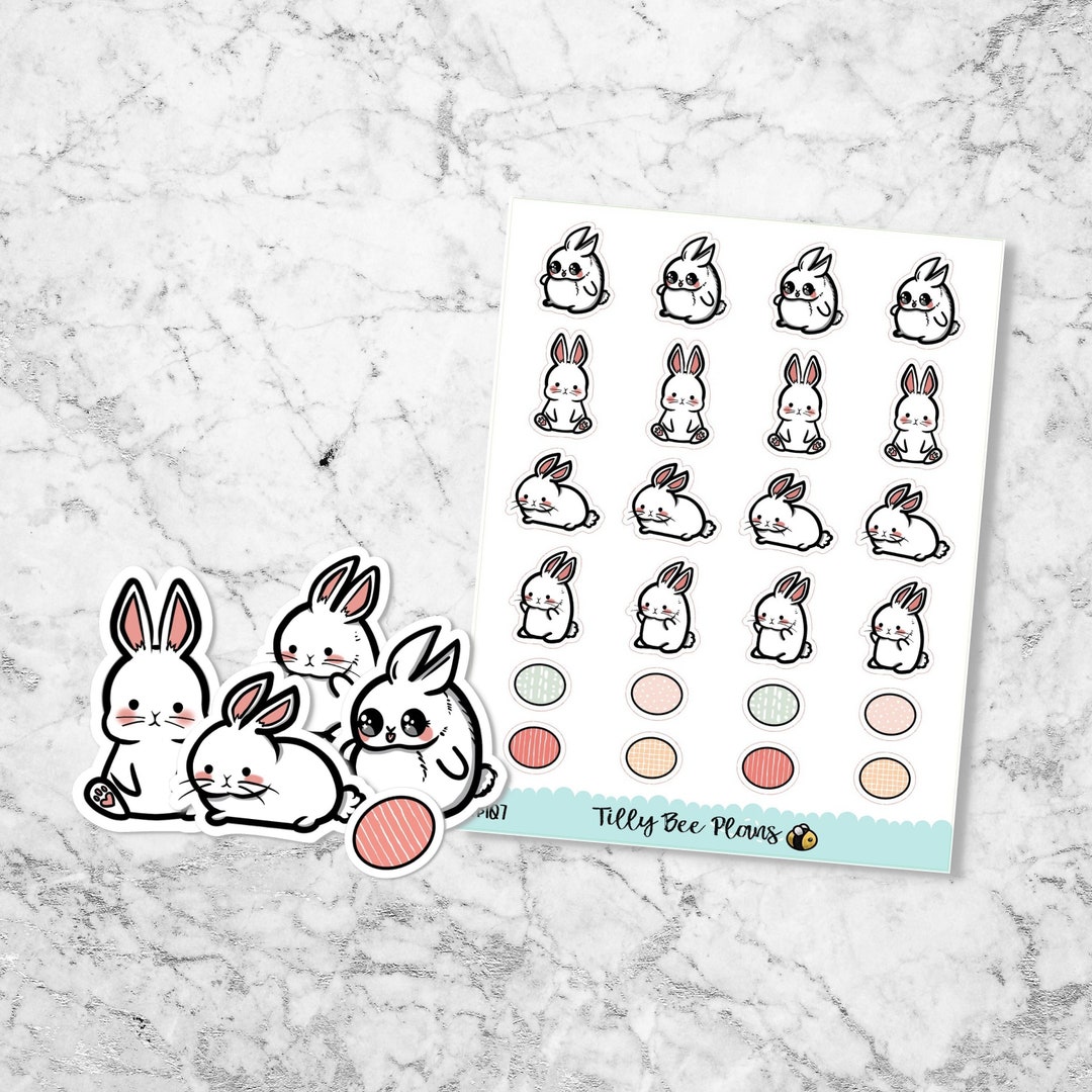 Tilly Hand Drawn Character Planner Sticker - Bunnies and Eggs - TB107 ...