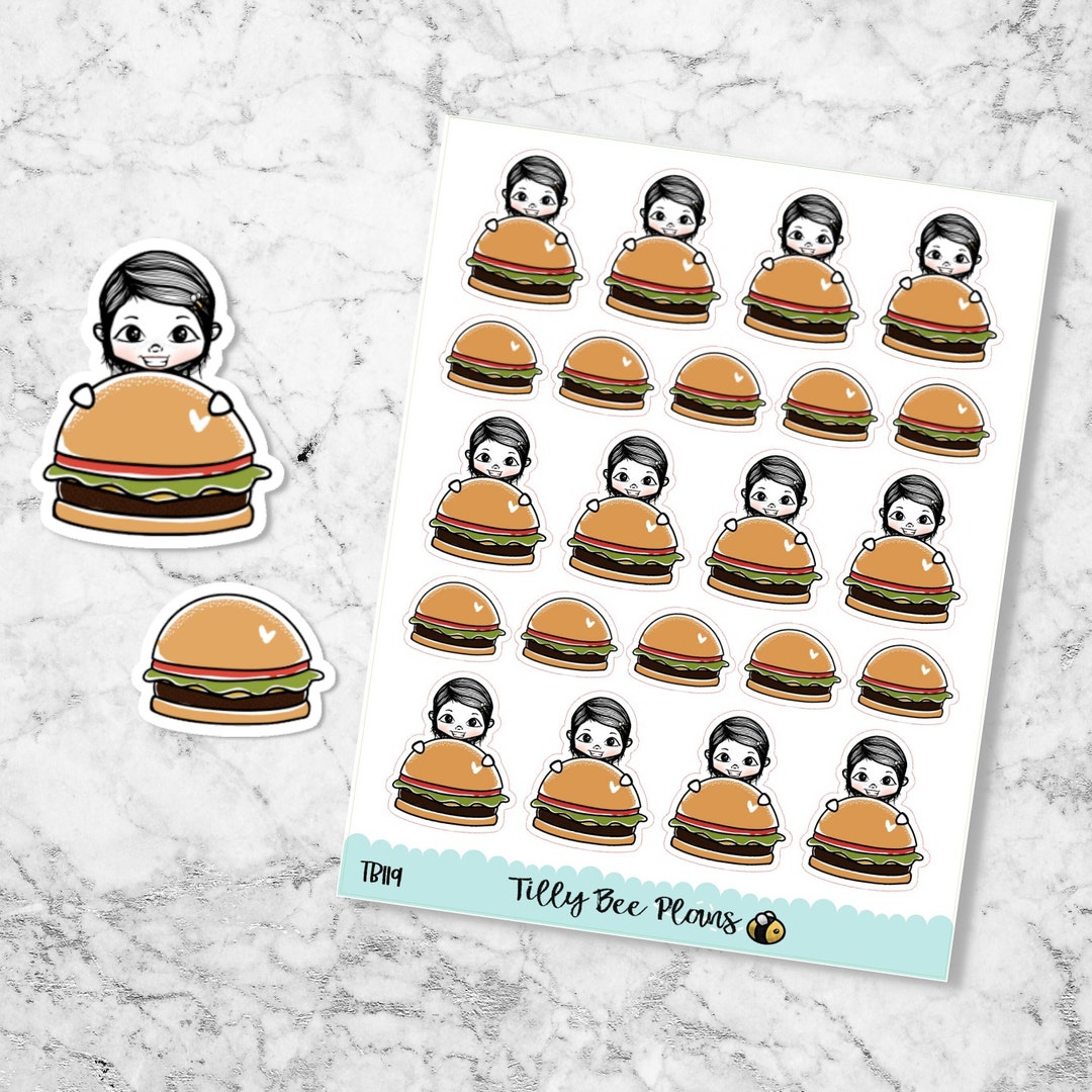 Tilly Loves Cheeseburgers - Hand Drawn Character Stickers - Etsy