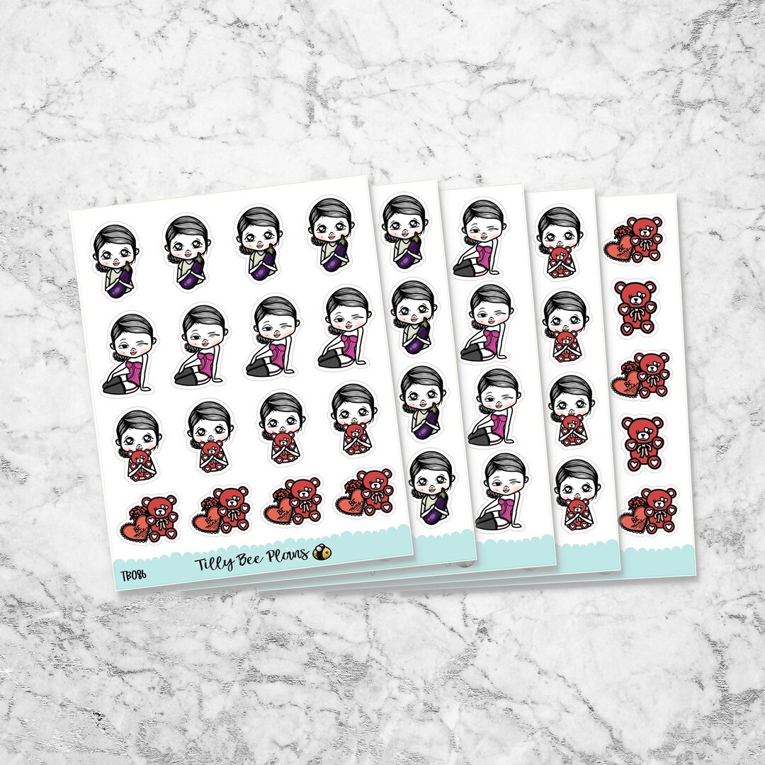 Tilly Hand Drawn Character Planner Sticker - Valentine's Day - Love ...