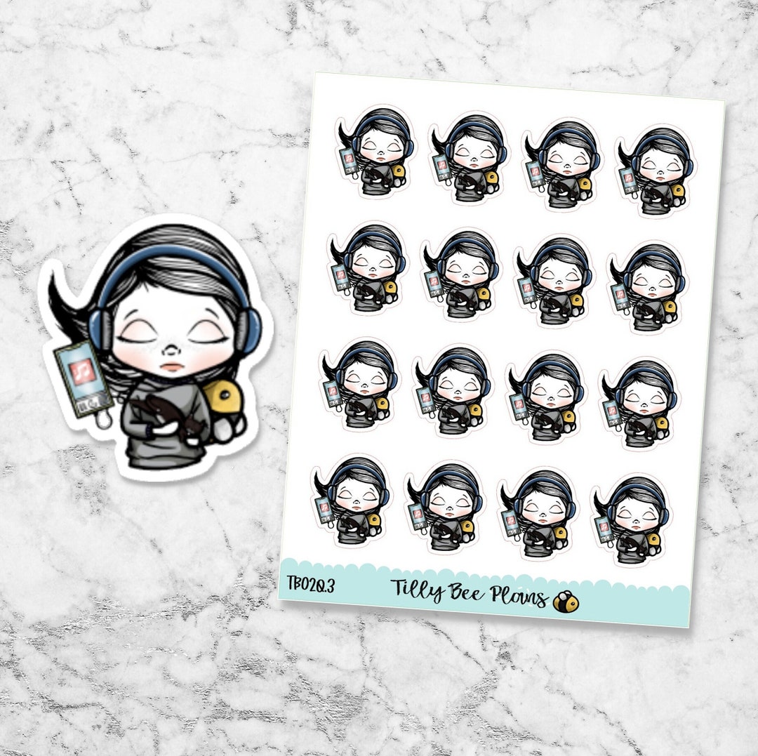 Tilly Hand Drawn Character Planner Stickers - Podcast - Headphones ...