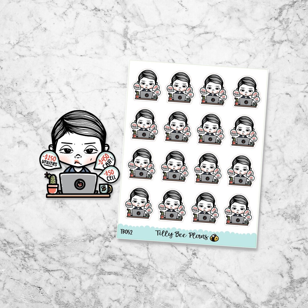Tilly Hand Drawn Character Planner Sticker - Pay Bills - TB052 - Etsy