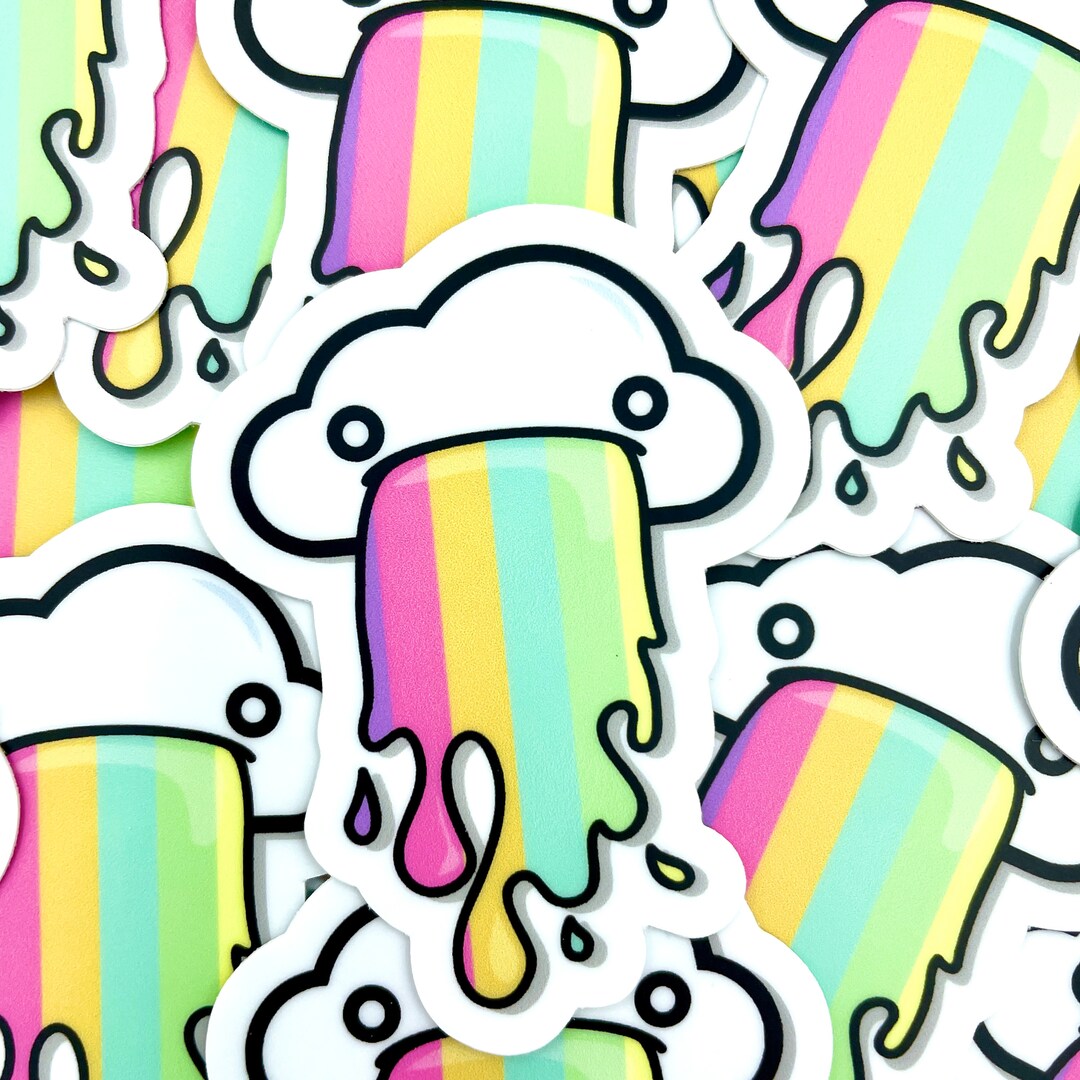 Vinyl Die Cut Sticker *waterproof and UV Resistant* - Rainbow Barf - Etsy