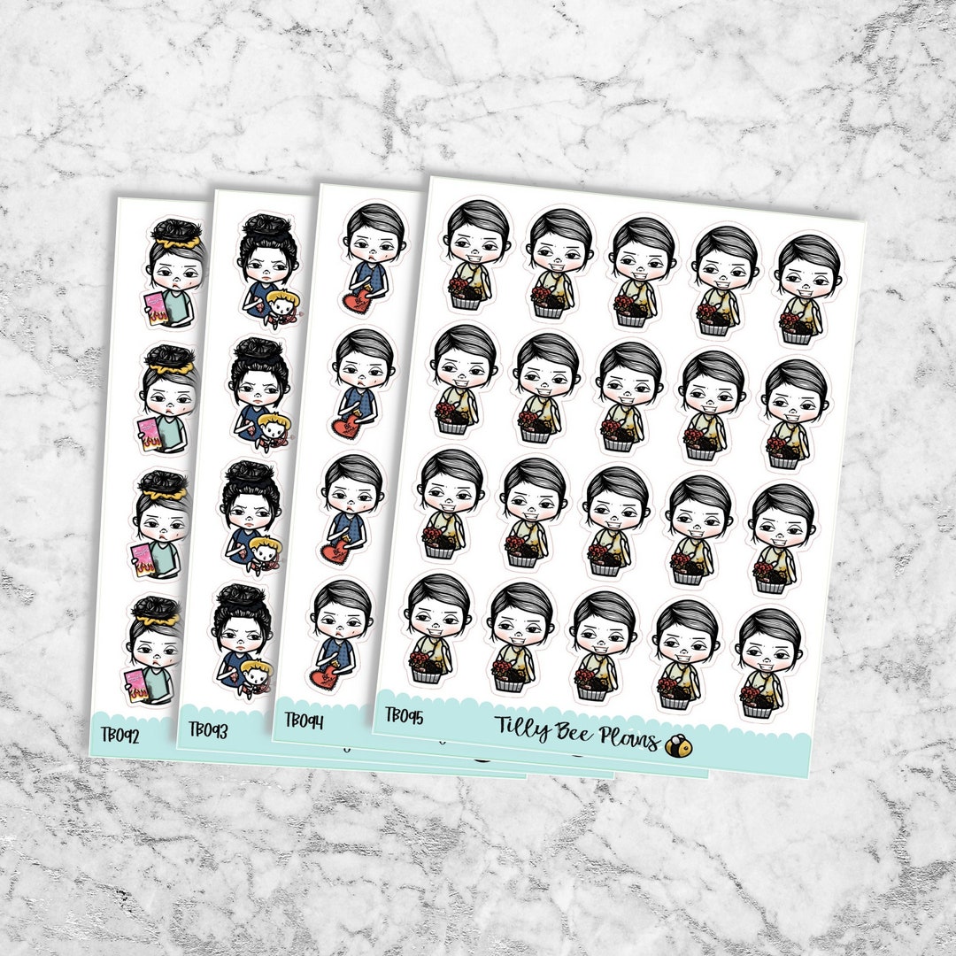 Tilly Hand Drawn Character Planner Stickers - Anti-valentine's Day ...