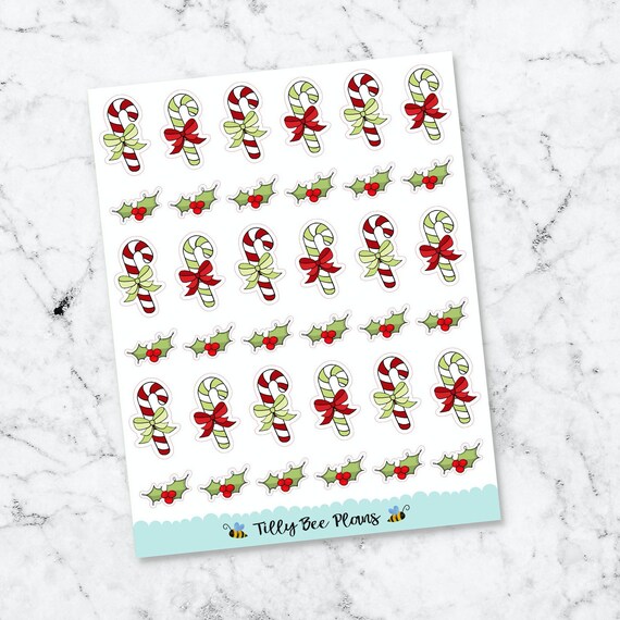 Paper Stickers sheet Gold Christmas Journaling Flower holly Bullet ...