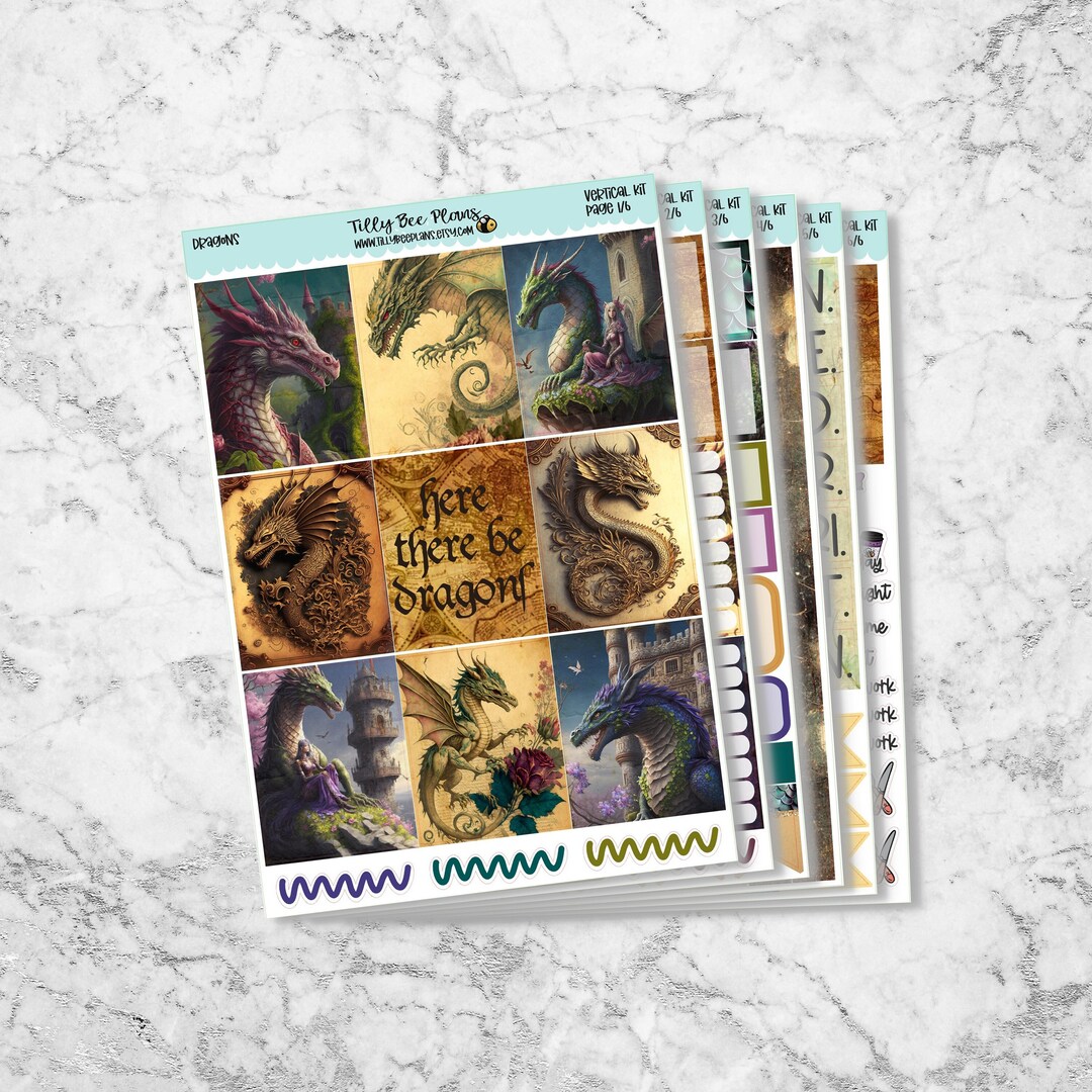 Dragons Vertical Weekly Planner Sticker Kit - Etsy