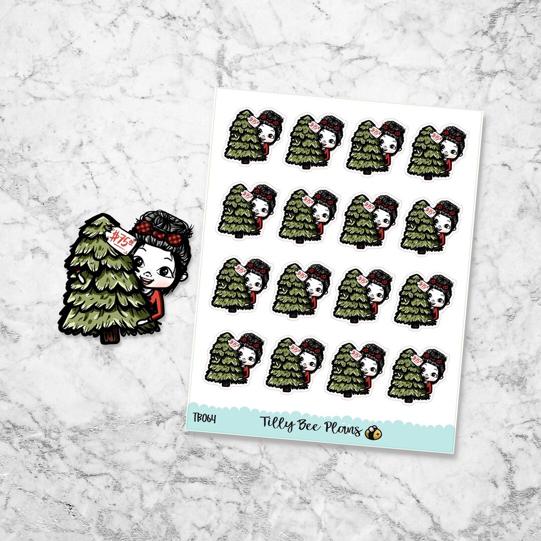 Tilly Hand Drawn Character Planner Sticker - Christmas Tree - TB064 - Etsy