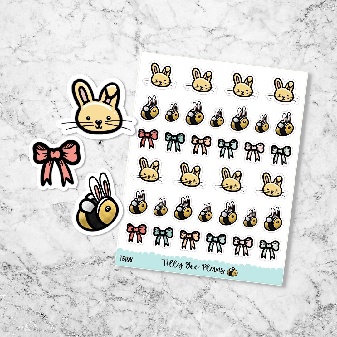 Tilly Hand Drawn Character Planner Sticker - Bunnies, Bees and Bows ...