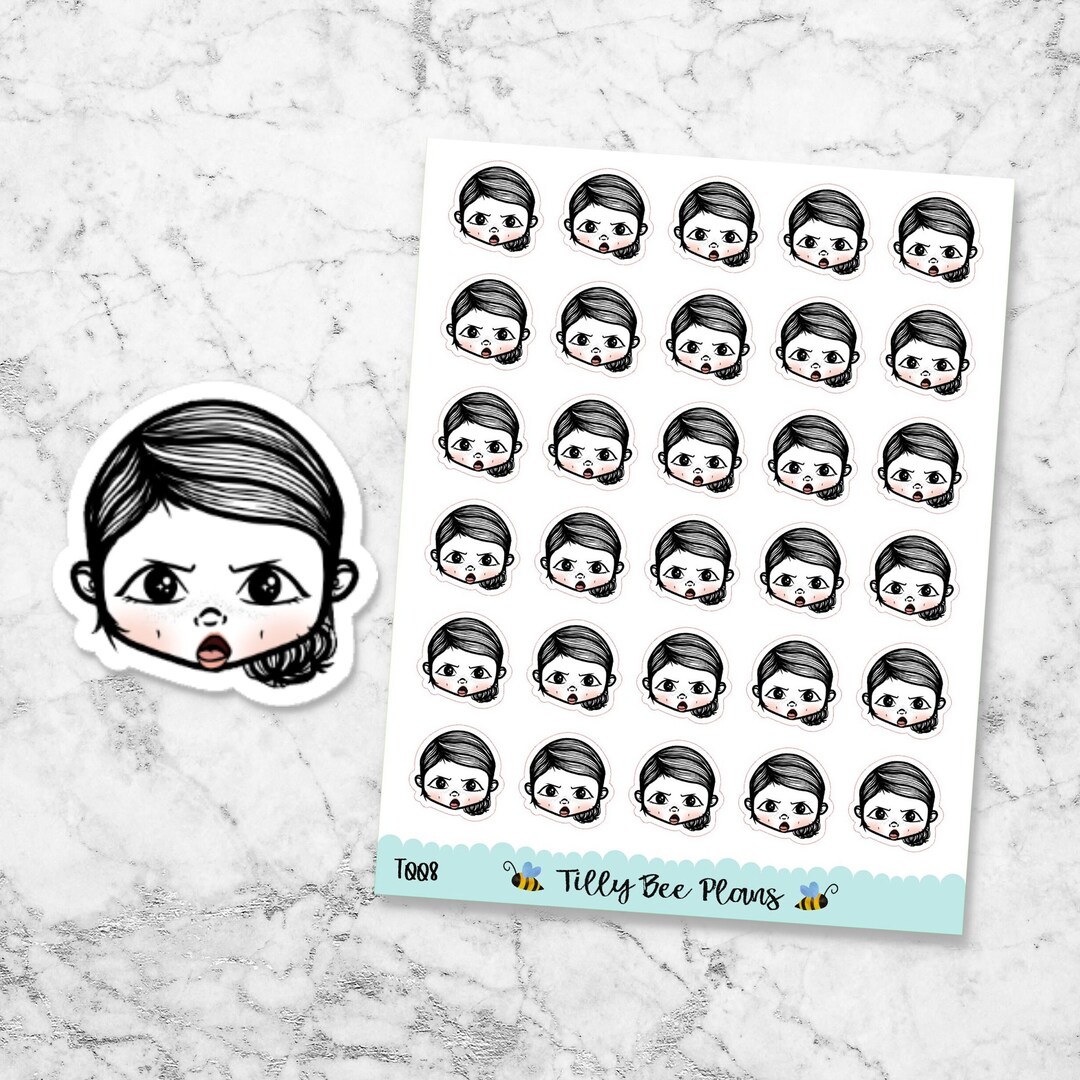 Tilly Character Planner Stickers - Emotis - Emoji - Feelings - Shocked ...
