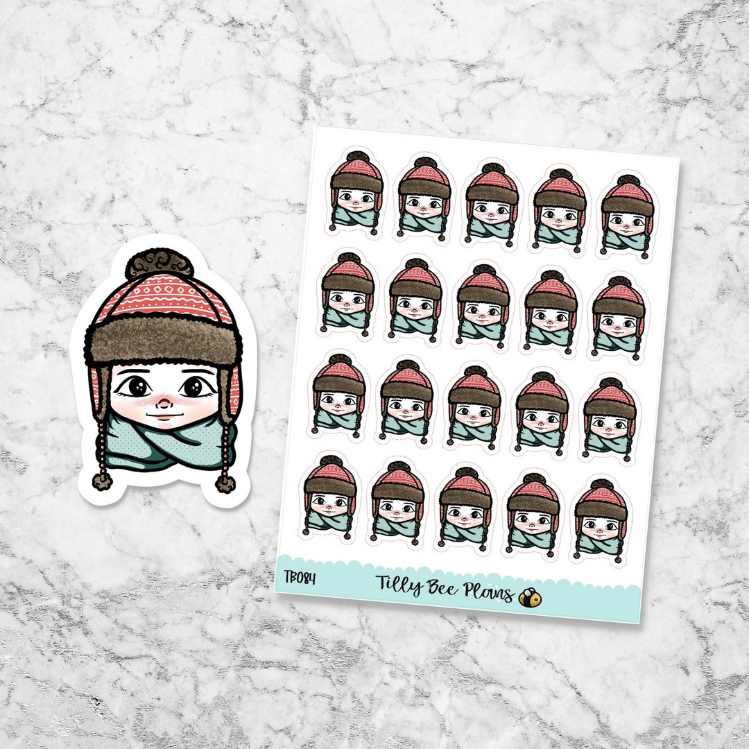 Tilly Hand Drawn Character Planner Sticker - Winter Hat - Cold - Snow ...