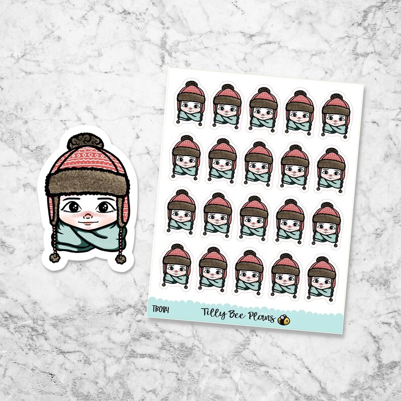 Tilly Hand Drawn Character Planner Sticker Winter Hat Cold - Etsy