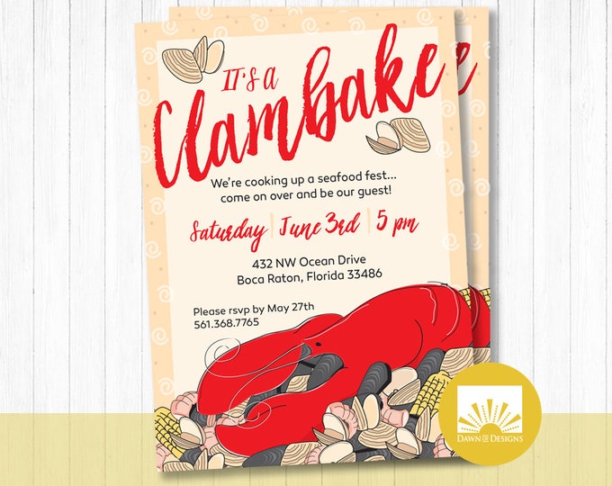 Clambake Invitation Seafood Boil Invite Digital Invitation - Etsy