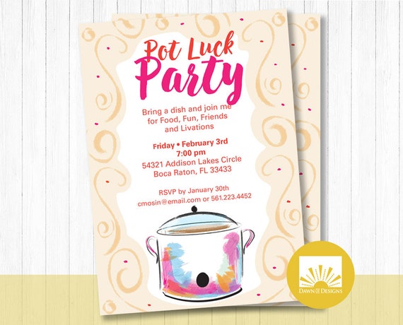 Pot Luck Party Invitation. Pot Luck Dinner Invite Digital - Etsy