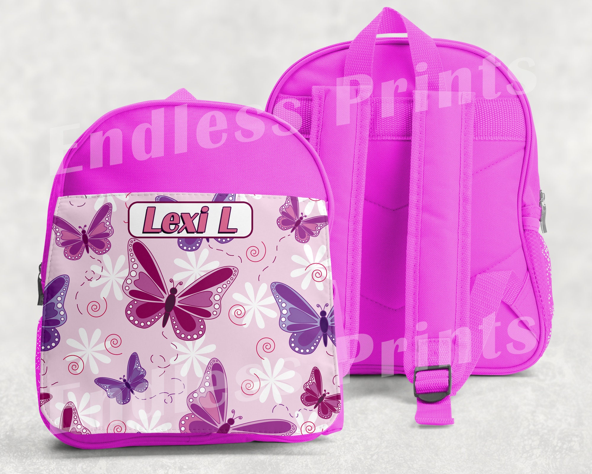 Personalised Butterflies Backpack Pink School Bag Kids | Etsy