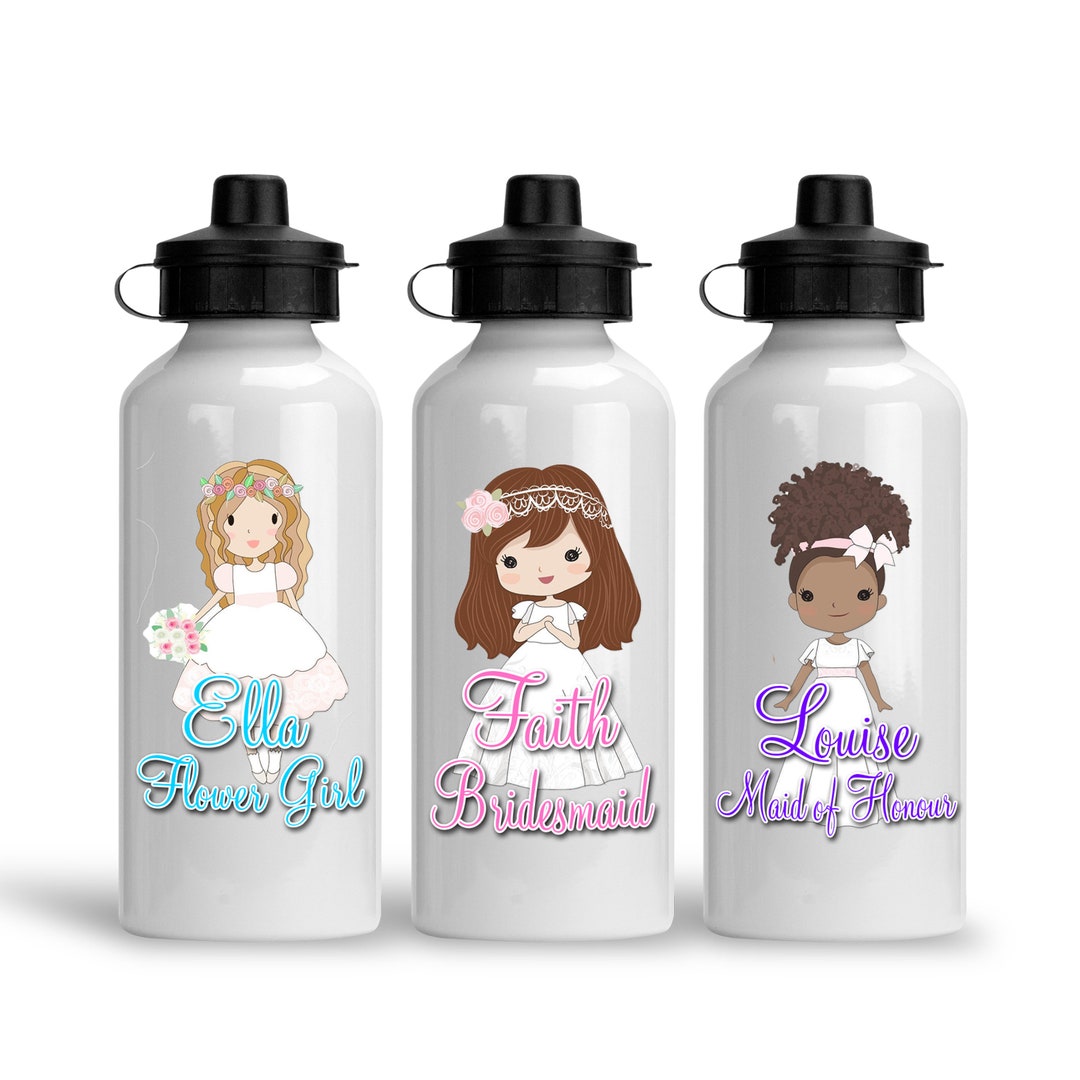 Wedding Day Bridesmaid, Flower Girl, Maid of Honour Water Bottle - Etsy