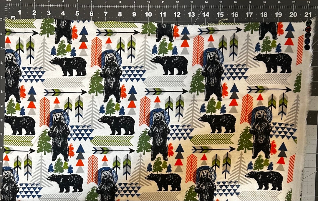 Woodland Nursery Fabric Bear Flannel Fabric Flannel Fabric - Etsy