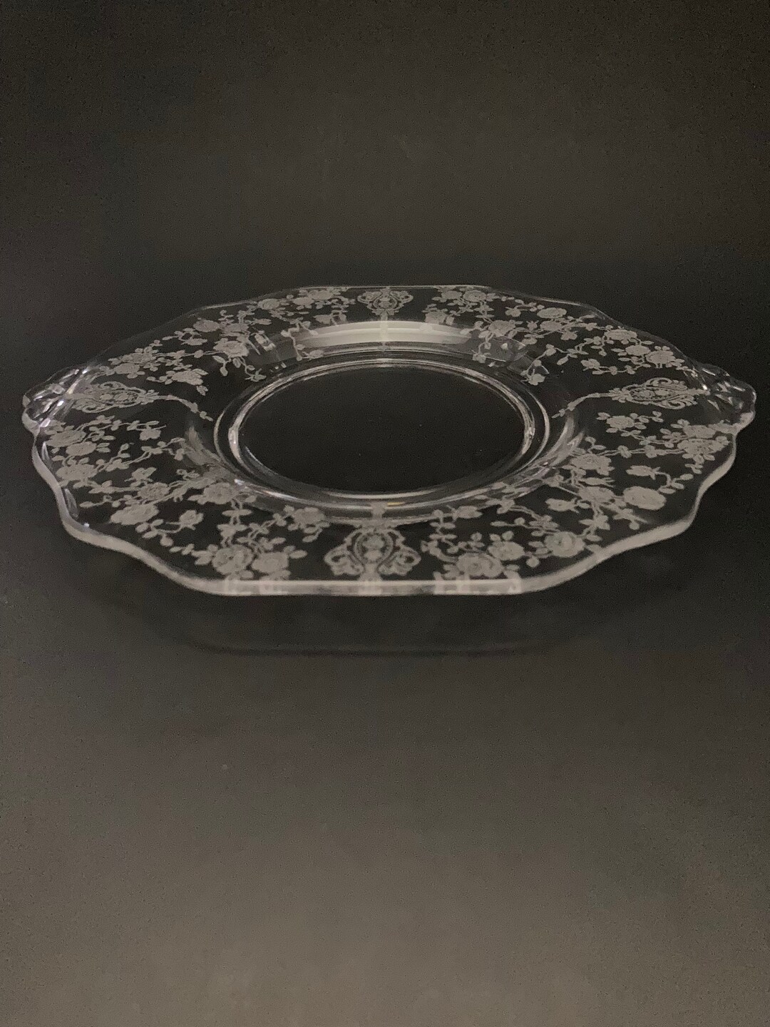 Vintage Cambridge Rose Point 3400 7" Handled Plate - Etsy