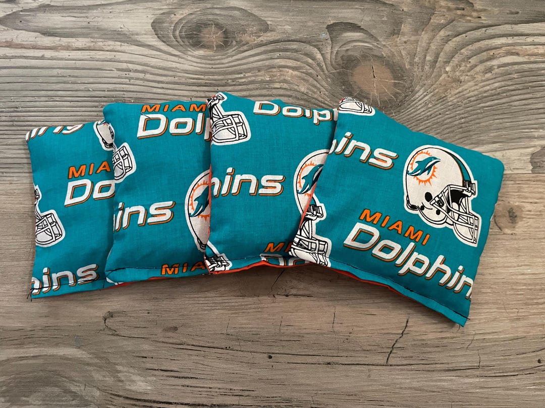 New Handmade Miami Dolphins Cornhole Game Bags Set of 4 READY TO SHIP ...