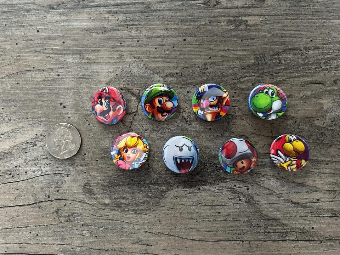 New Assorted Set of 8 Classic Super Mario Brothers Characters 1” Button ...